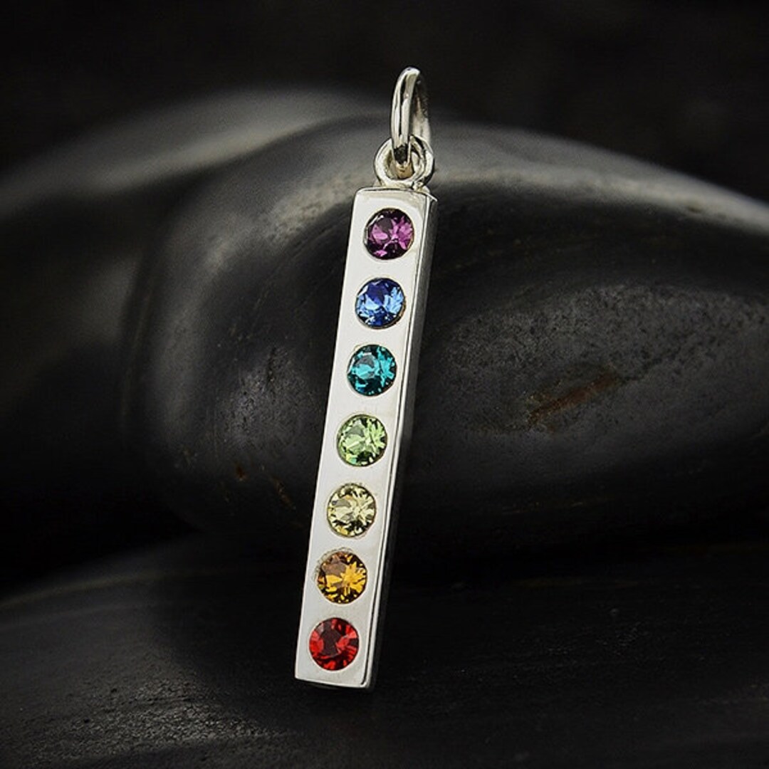 Sterling Silver Chakra Charm. 925 Sterling Swarovski Crystal Chakra ...