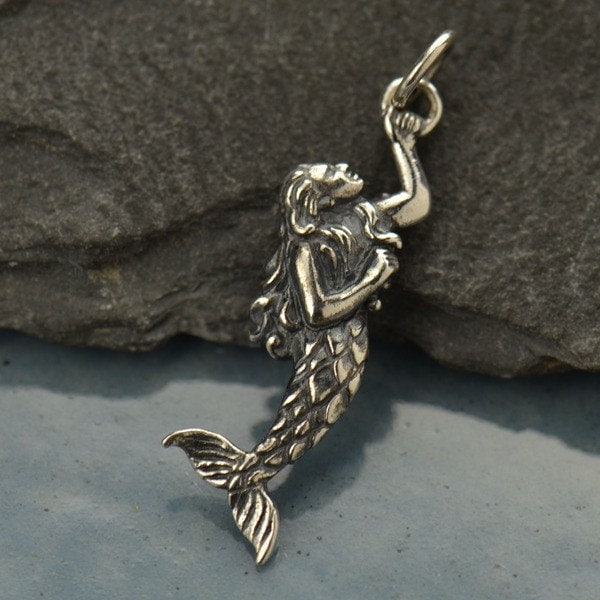 Silver Mermaid Charm - Etsy