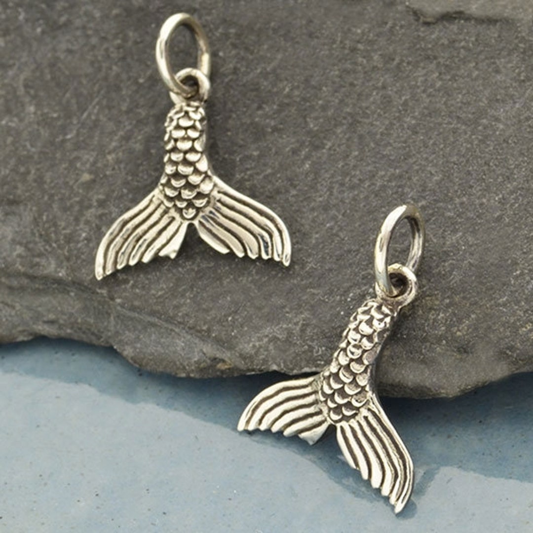 Sterling Silver Mermaid Tail Charm / Small Mermaid Tail Charm / 925 ...