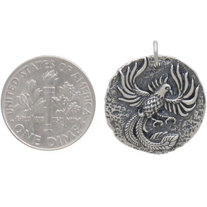 Phoenix Charm .925 Sterling Silver Rising Phoenix Pendant Solid ...