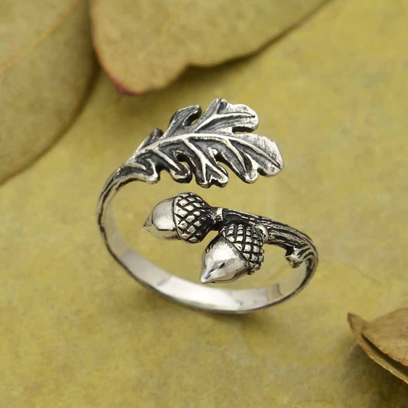 Oak Leaf and Acorn Ring 925 Sterling Silver Oak Leaf Mini Charms or ...