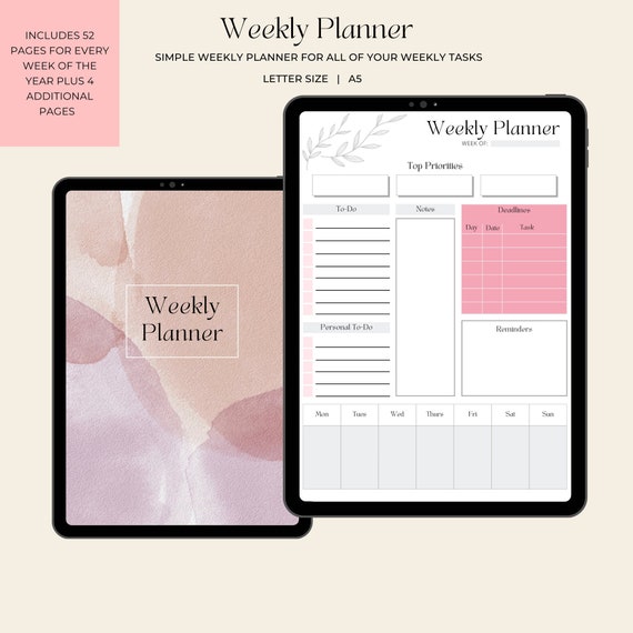 Weekly Digital Planner Goodnotes Printable Digital Planner - Etsy