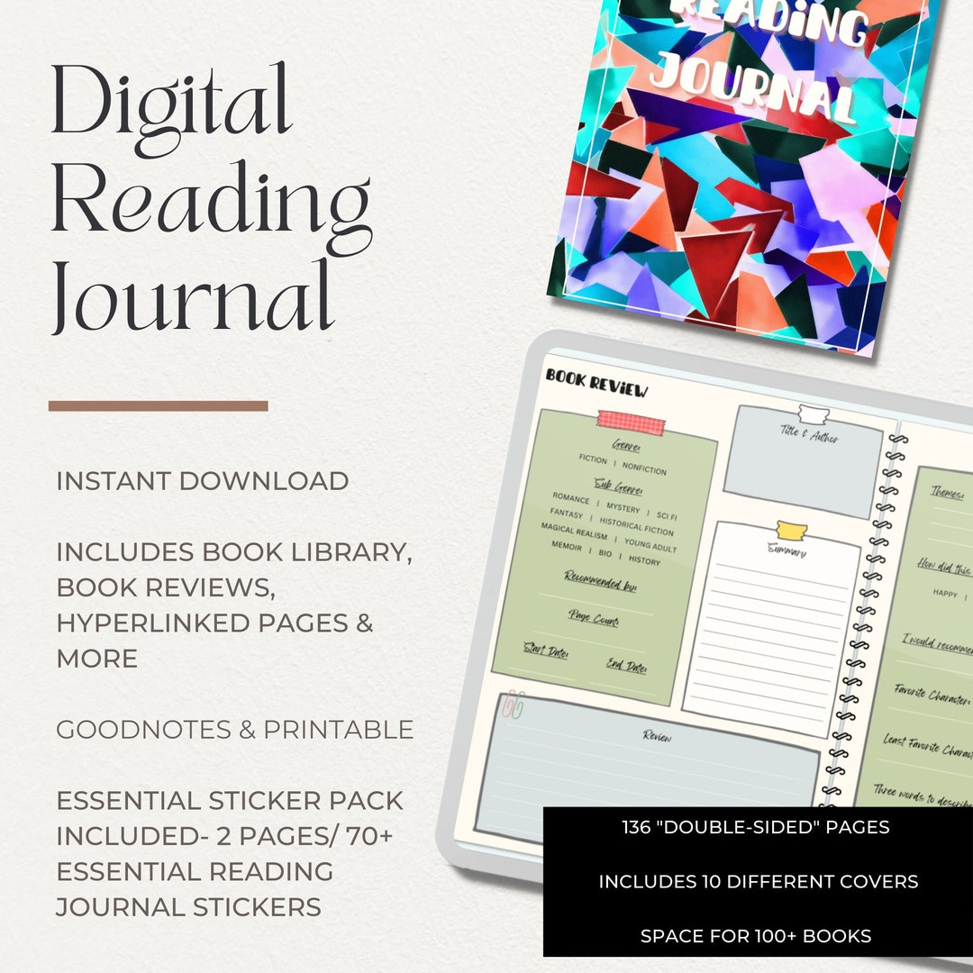 Digital Reading Journal for Goodnotes, Book Tracker, Digital Reading ...