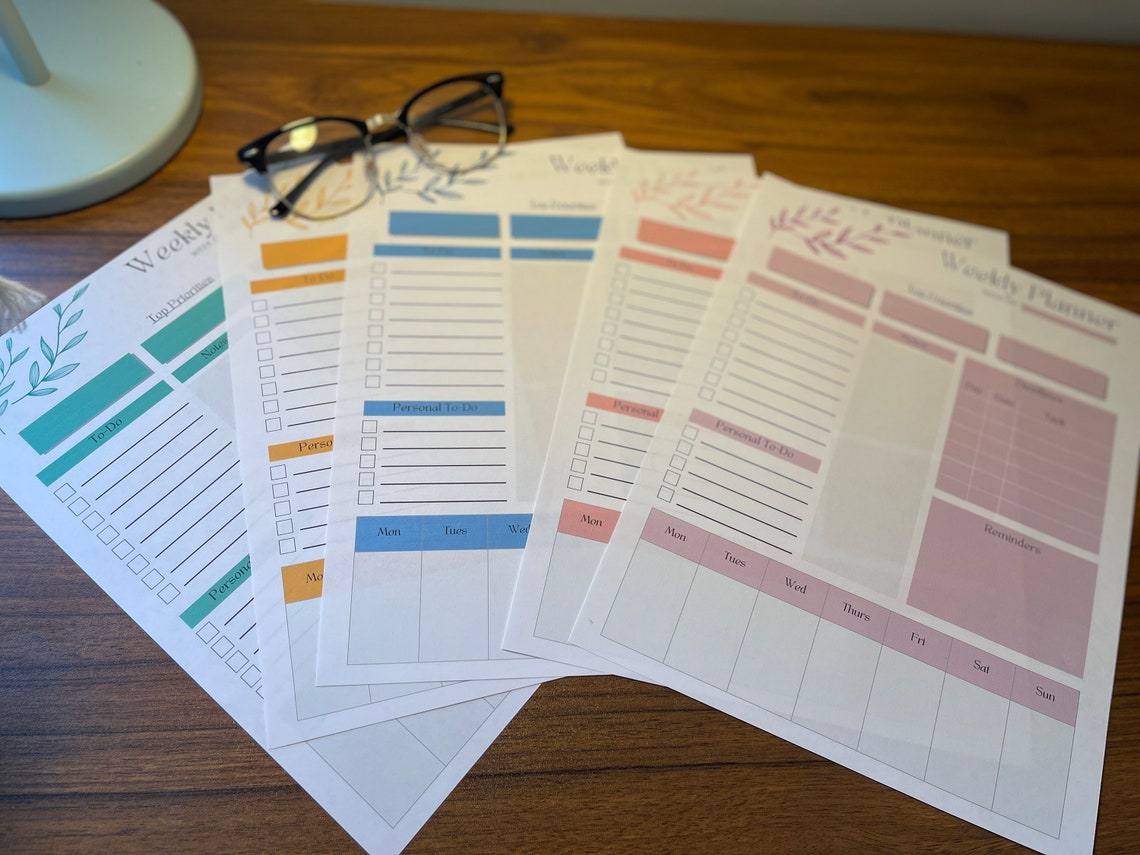 Weekly Planner, Goodnotes, Single Page Planner, Printable, Student ...