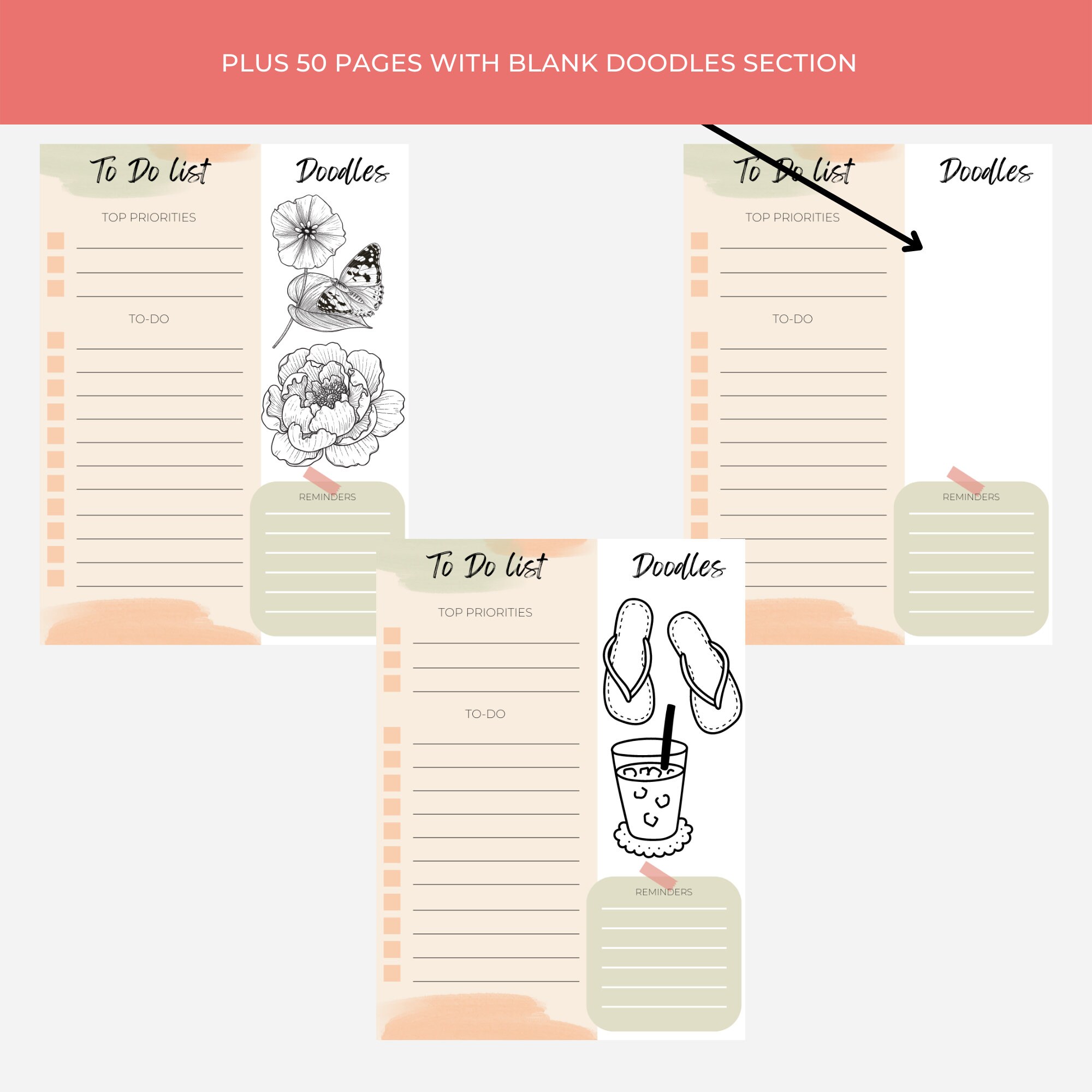 Digital to Do List, To-do List, Printable, Goodnotes, Doodles, Coloring ...