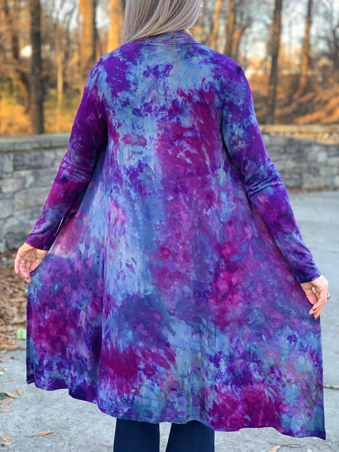 Purple Tie Dye Duster Long Tie Dye Cardigan Purple Long - Etsy