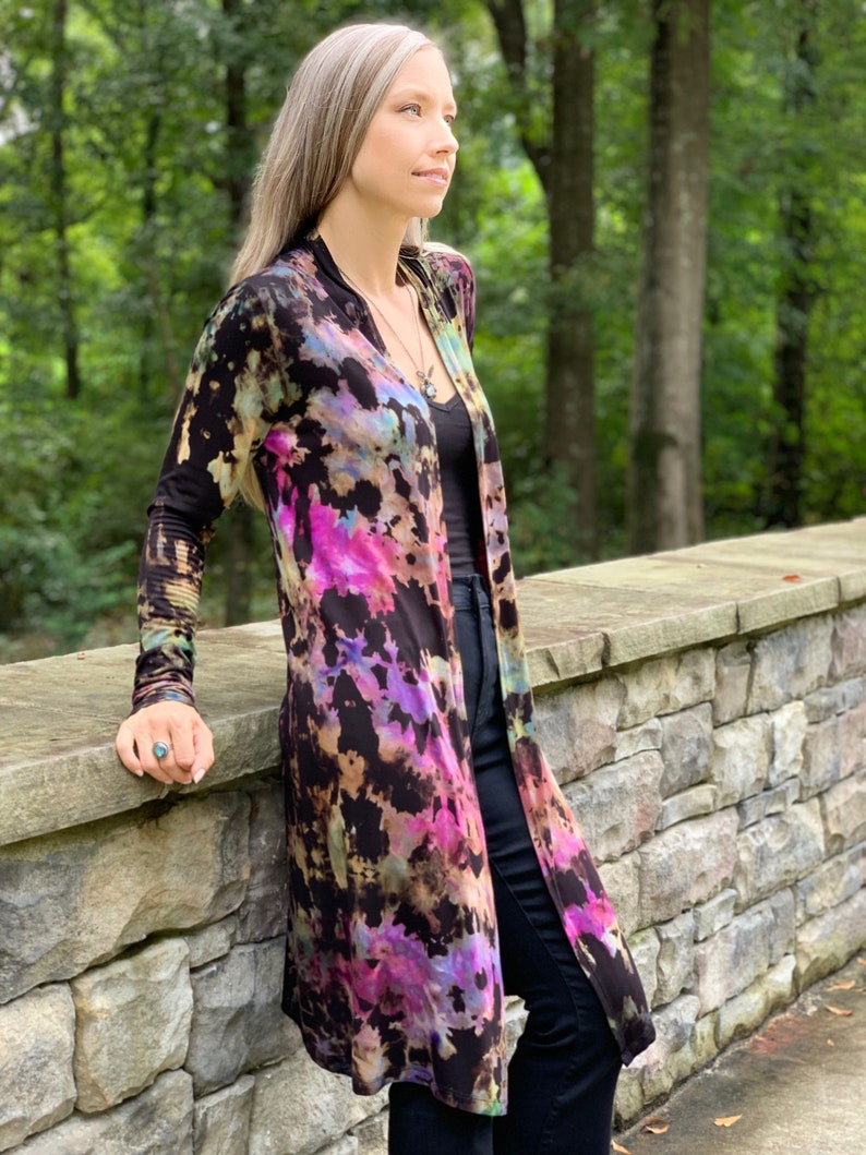 Purple Tie Dye Duster, Long Tie Dye Cardigan, Purple Long Cardigan, Tie ...