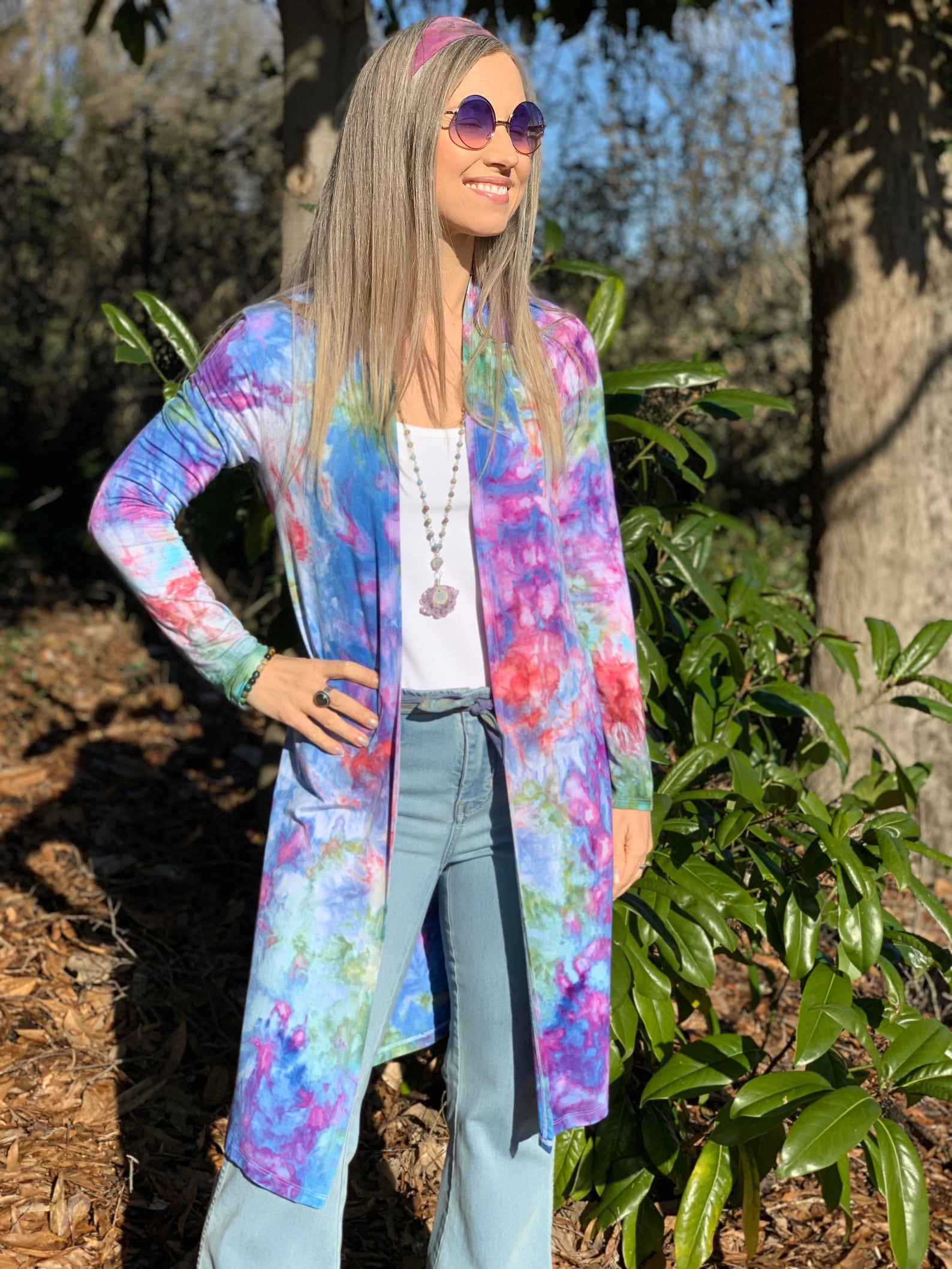 Purple Tie Dye Duster, Long Tie Dye Cardigan, Purple Long Cardigan, Tie ...