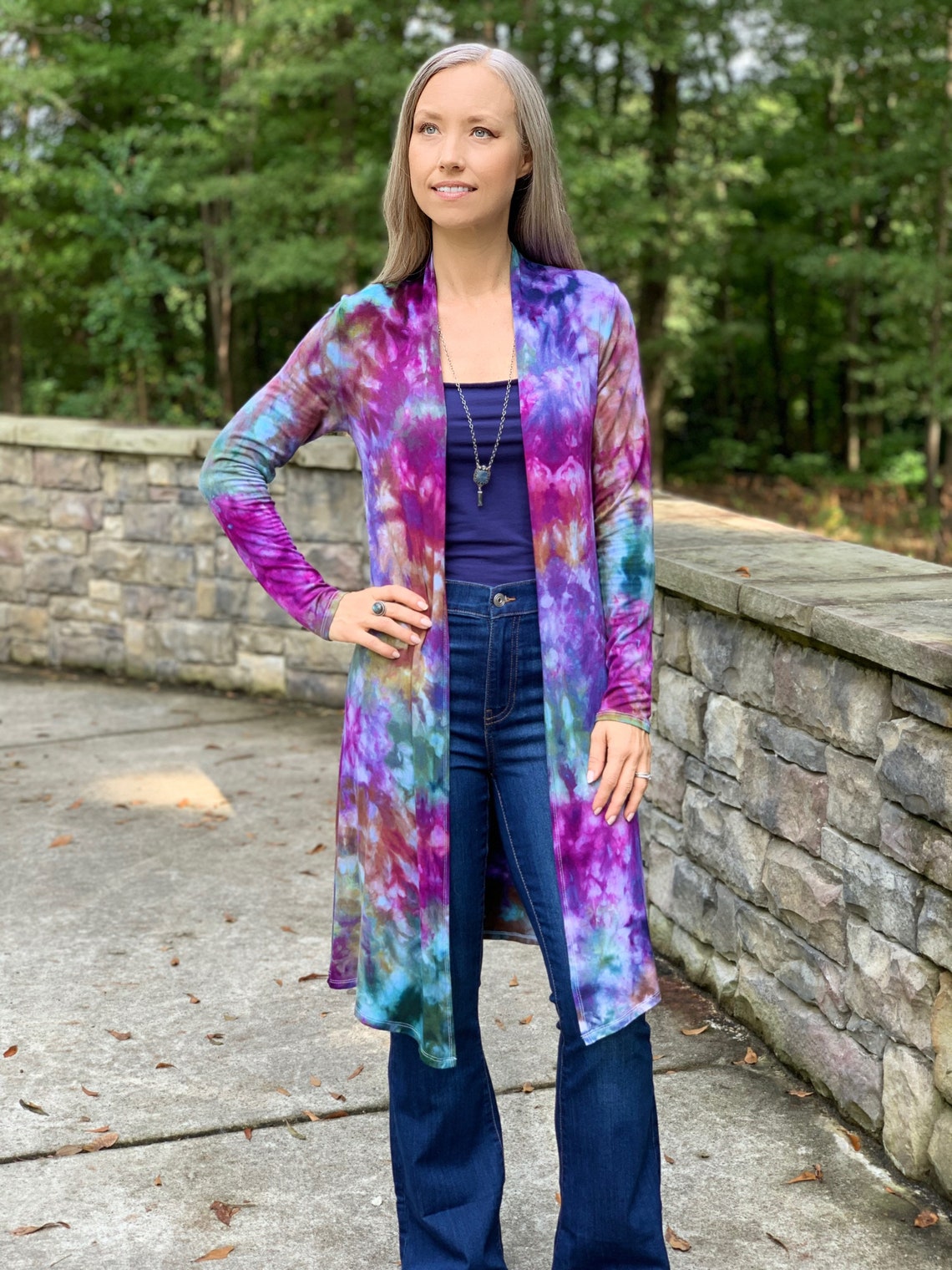 Purple Tie Dye Duster Long Tie Dye Cardigan Purple Long | Etsy