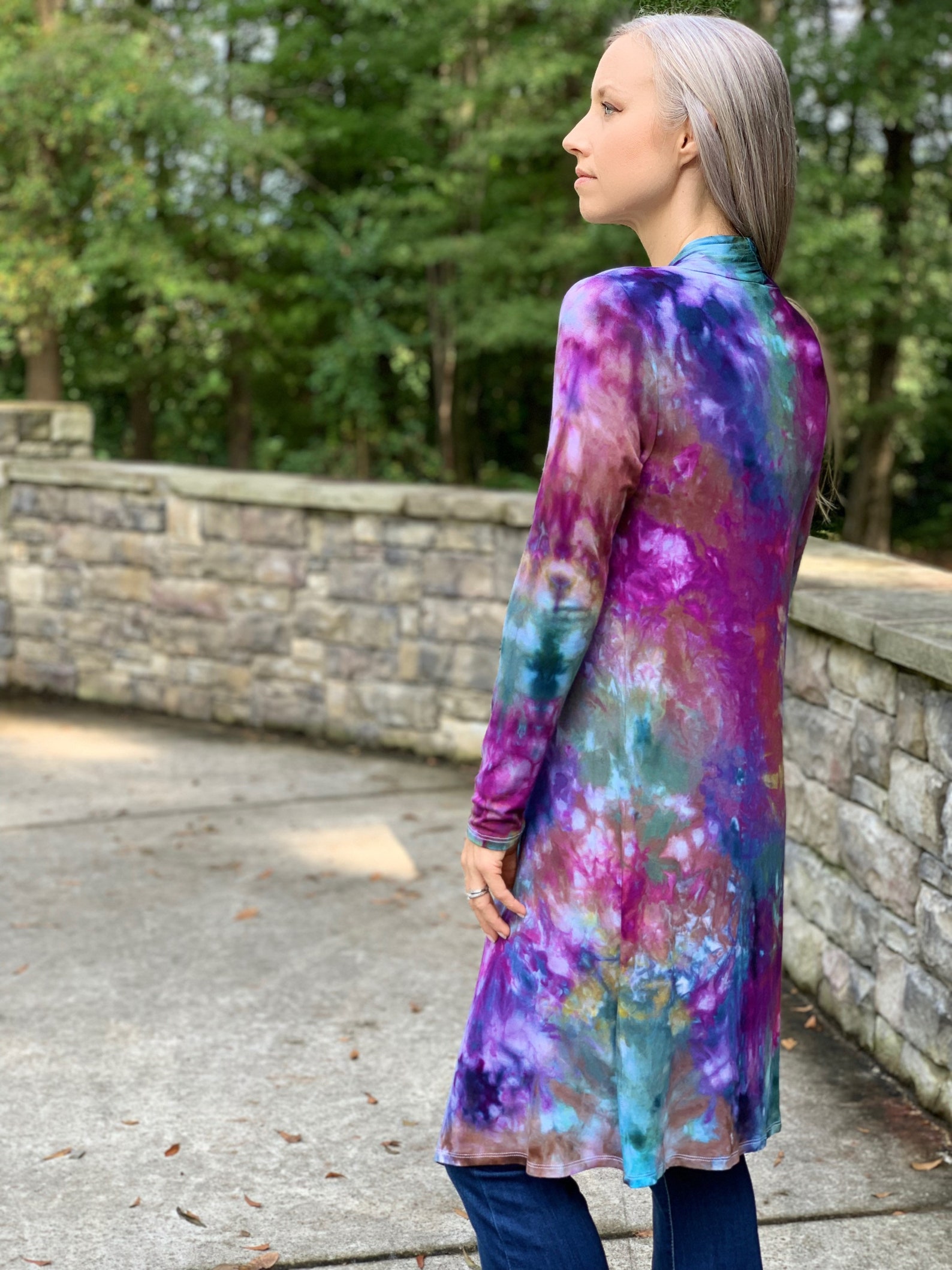 Purple Tie Dye Duster, Long Tie Dye Cardigan, Purple Long Cardigan, Tie ...