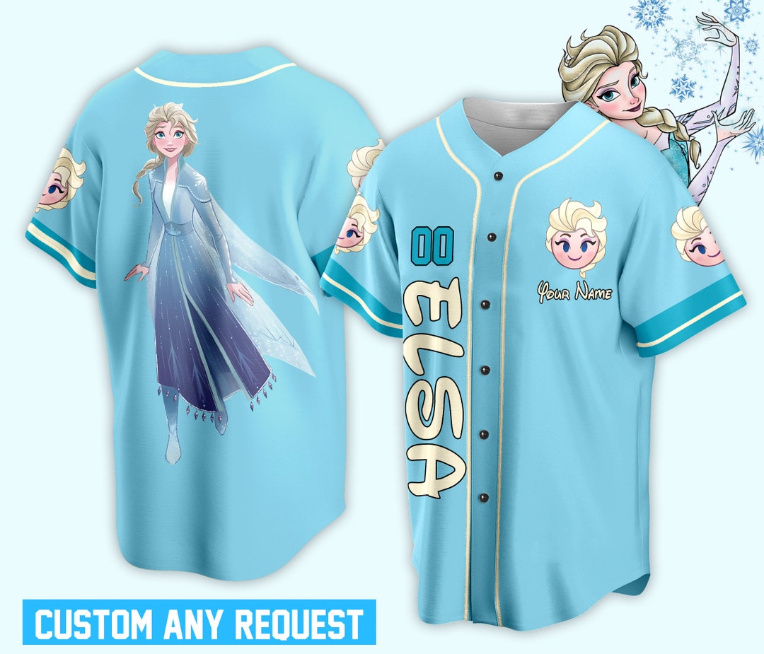 Custom Ddisney Princess Elsa Game Day Baseball Jersey Ddisney Frozen ...