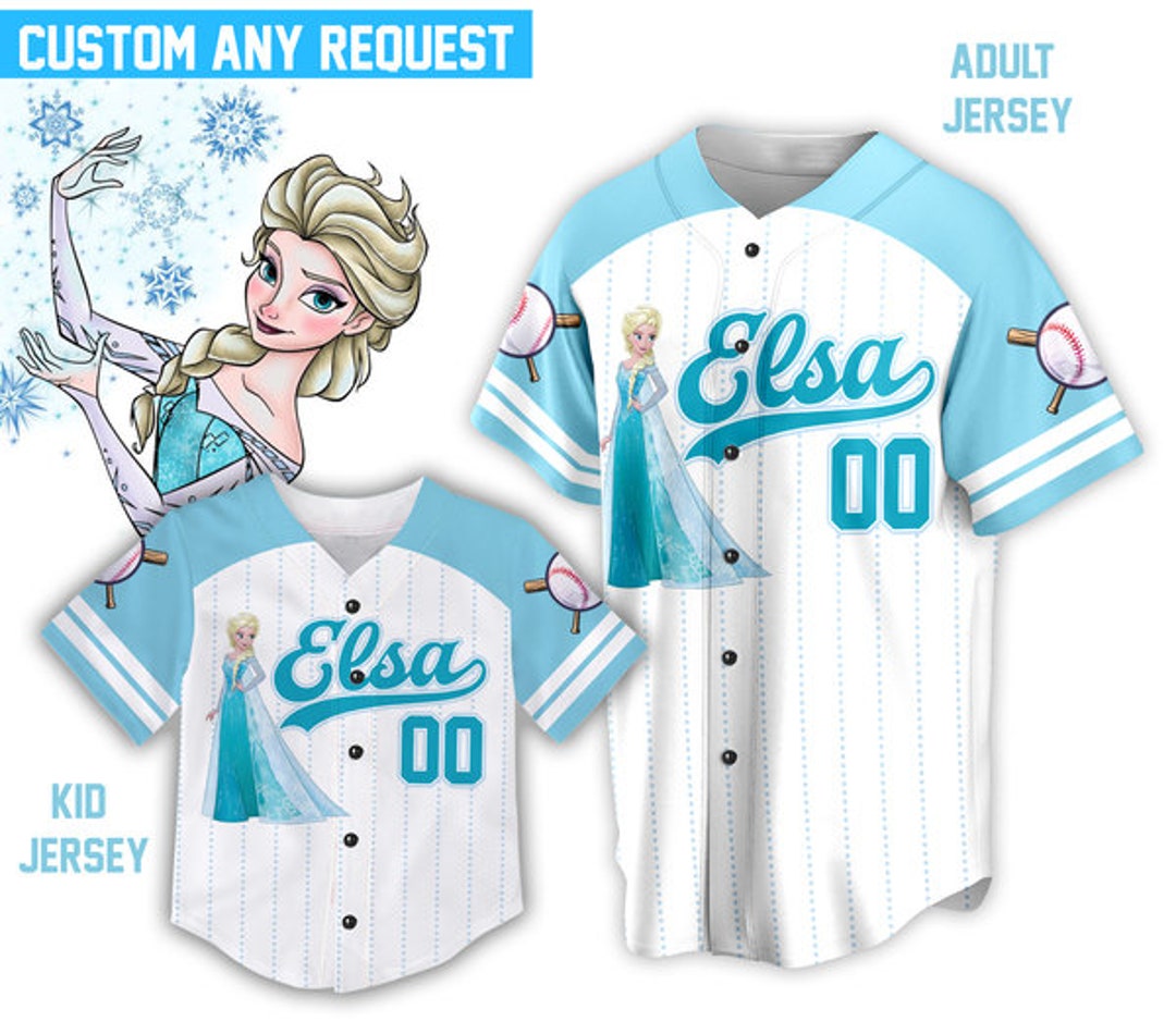 Custom Ddisney Princess Elsa Game Day Baseball Jersey Ddisney Frozen ...