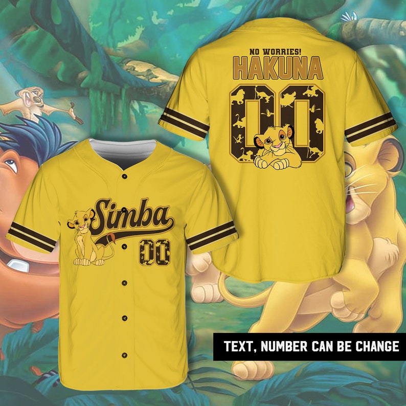 Custom Ddisney Hakuna Llion King Simba Game Day Baseball Jersey ...
