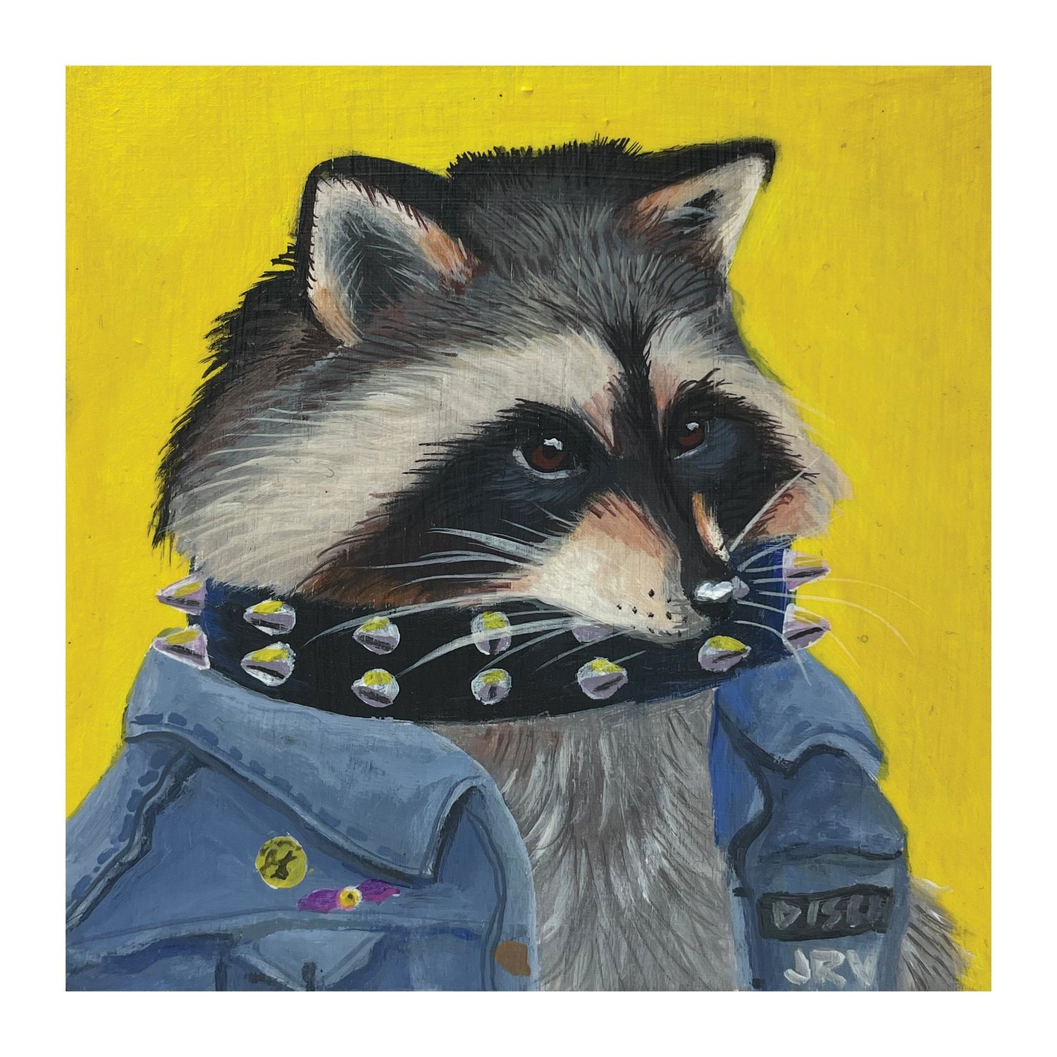 Trash Panda Punk Print Raccoon Punk Crust Spike Collar Vest - Etsy