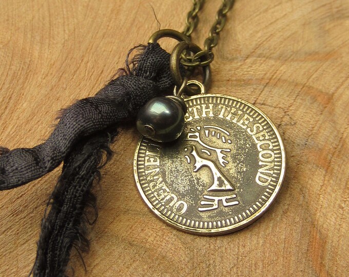 Pirate Coin Necklace Black Pearl Sari Silk Sash Men's | Etsy