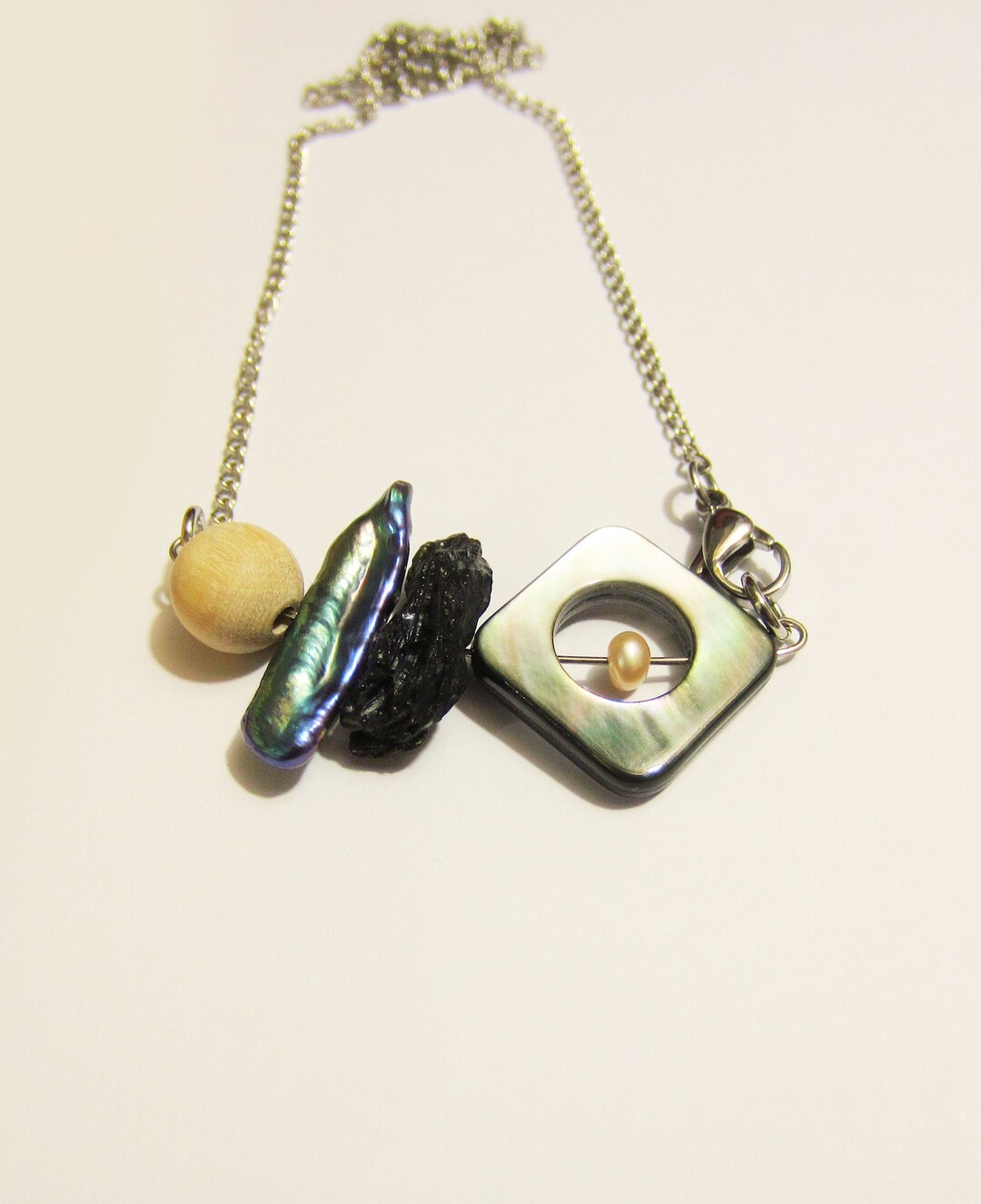 Meteor Necklace, Meteorite Necklace, Moldavite, Unique, Peacock Pearl ...