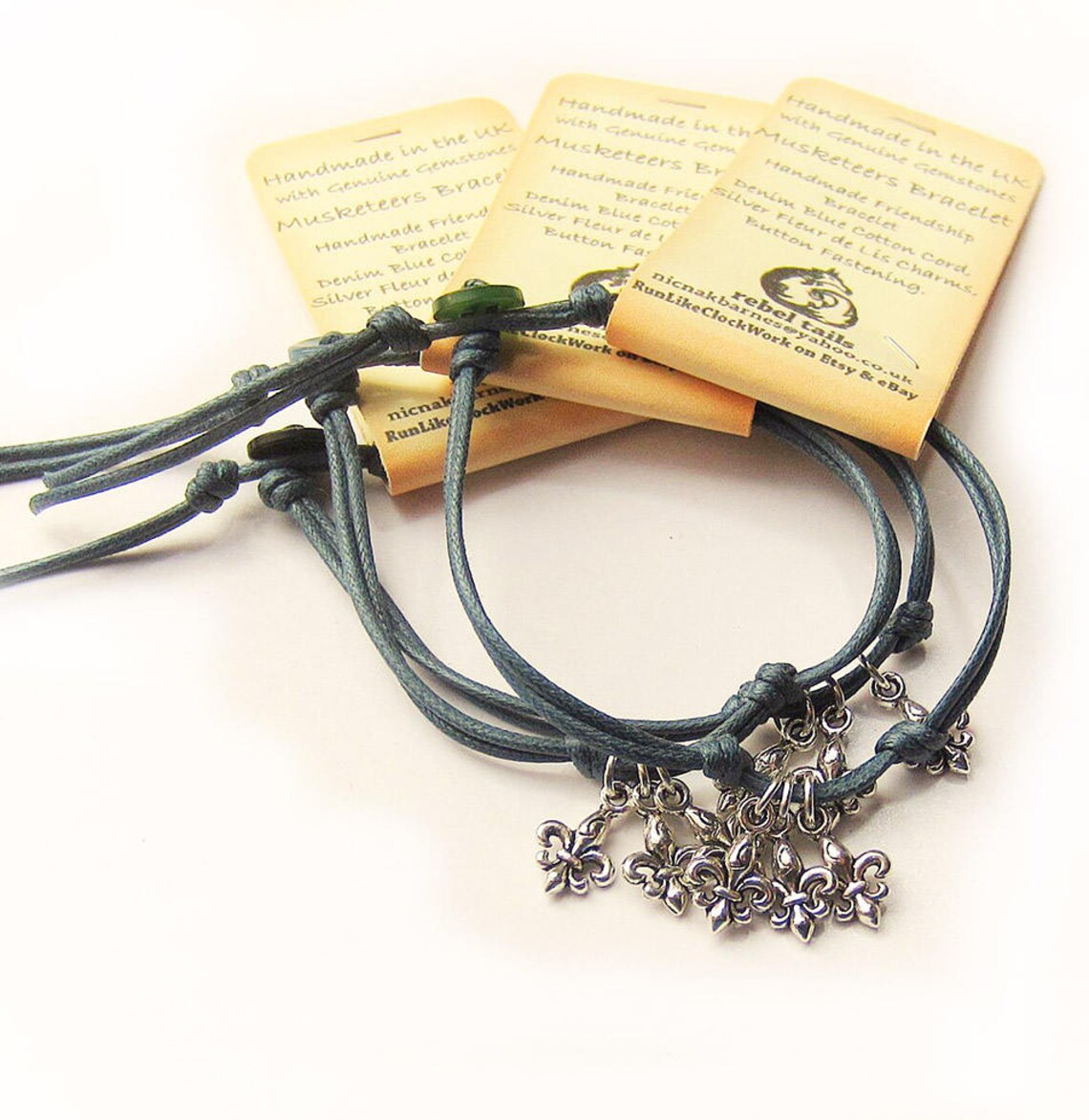 Set of 3 Musketeers Bracelets Hand Woven Denim Blue Cotton | Etsy