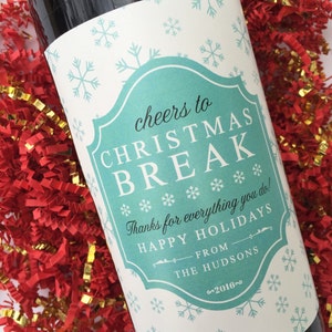 Teacher Christmas Wine Labels Christmas Gift for Teachers Personalized ...