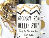 New Year's Wine Label Goodbye 2016 Hello 2017 Party Favor - Etsy