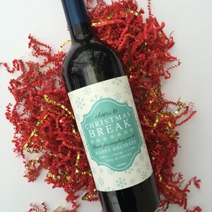 Teacher Christmas Wine Labels Christmas Gift for Teachers Personalized ...