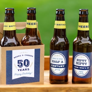 50th Birthday Gift, Custom Beer Bottle Labels, Cheers and Beers to 50 ...
