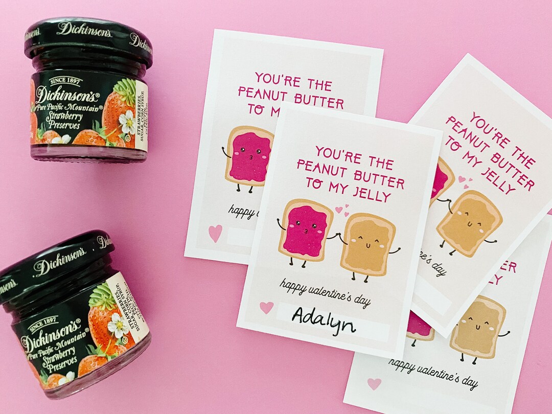 Peanut Butter Jelly Valentines Day Tags, We Go Together Like, Digital ...