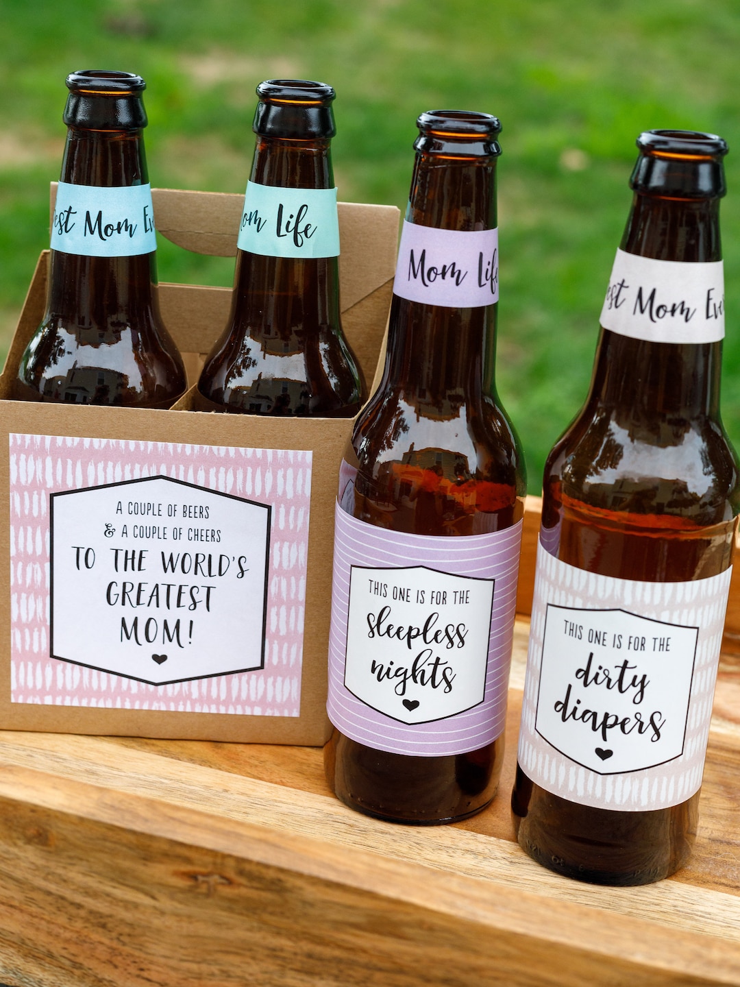 Mom Life Beer Bottle Labels Mom Survival Kit Gift for Mommy First Time ...