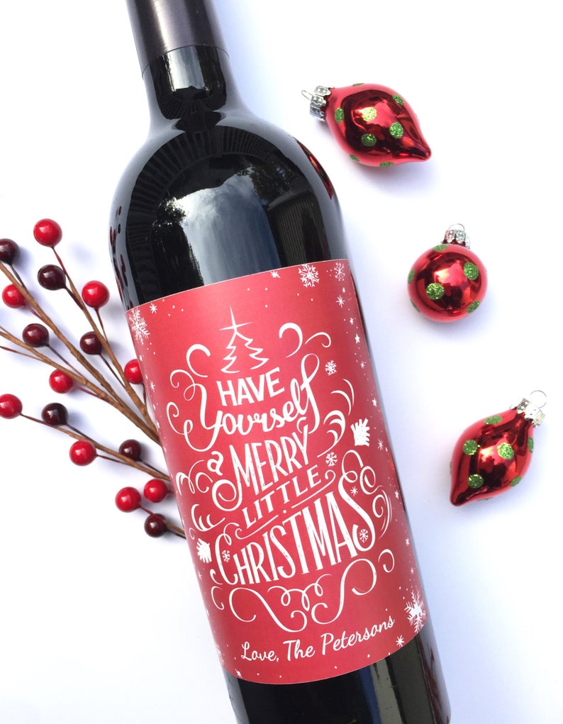 Christmas Wine Labels Happy Holidays Merry Christmas Have - Etsy