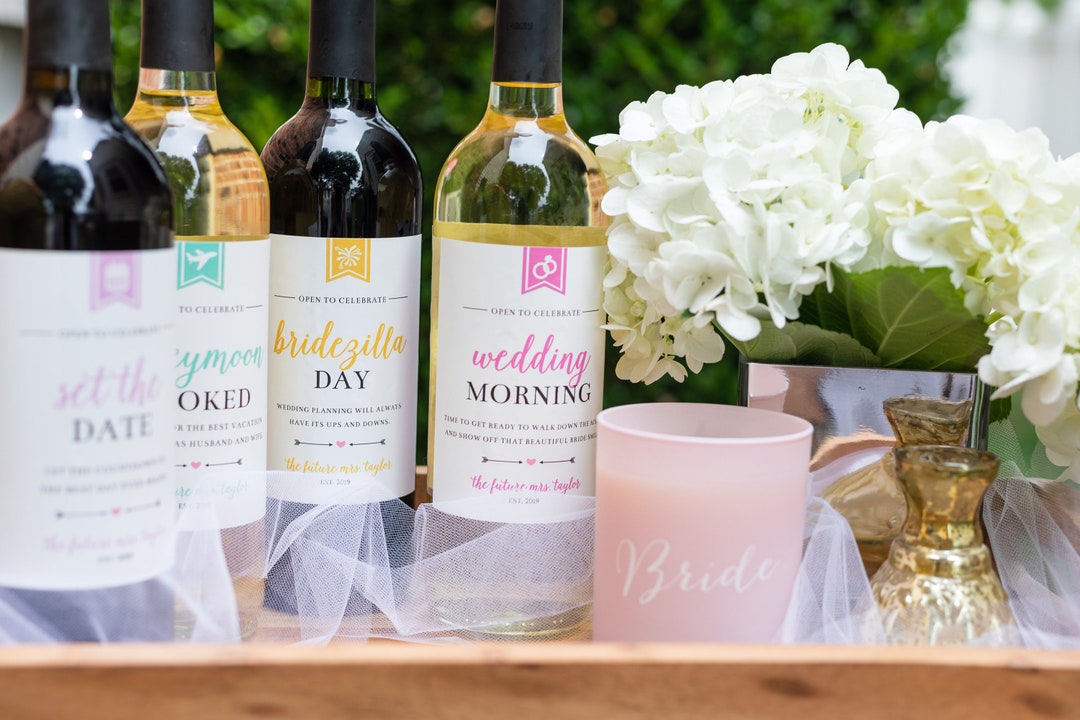 Engagement Gift Wine Labels, Wedding Planning Wine Labels, Engagement ...