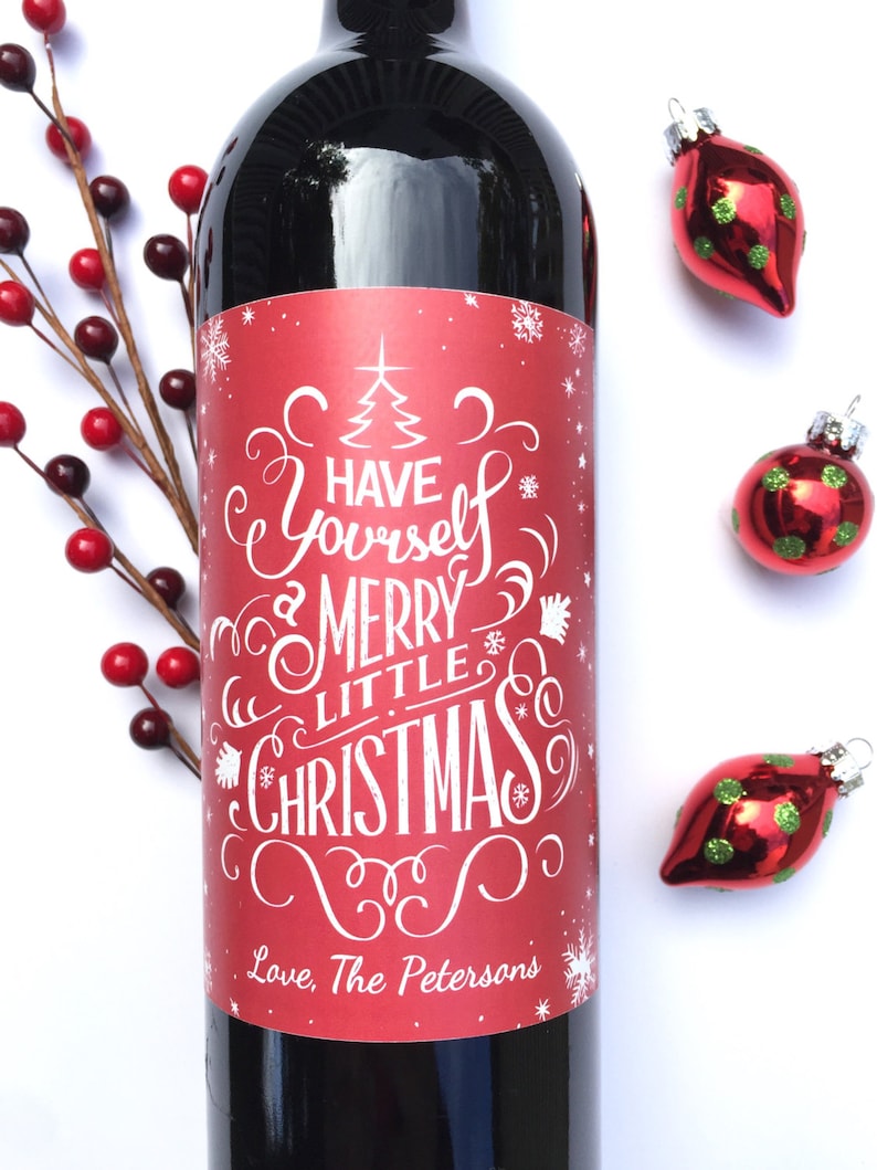 Christmas Wine Labels Happy Holidays Merry Christmas Have - Etsy