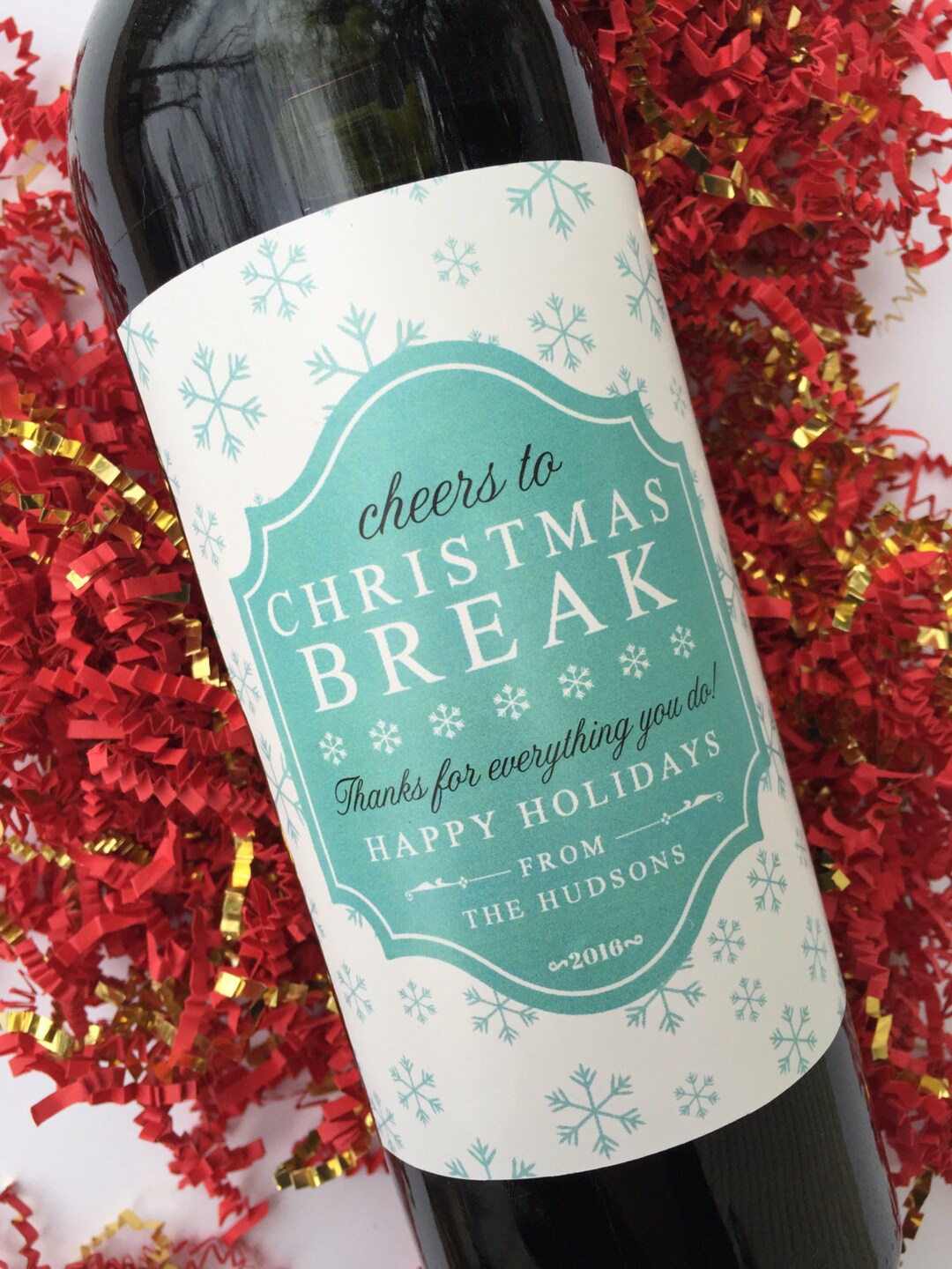 Teacher Christmas Wine Labels Christmas Gift for Teachers Personalized ...