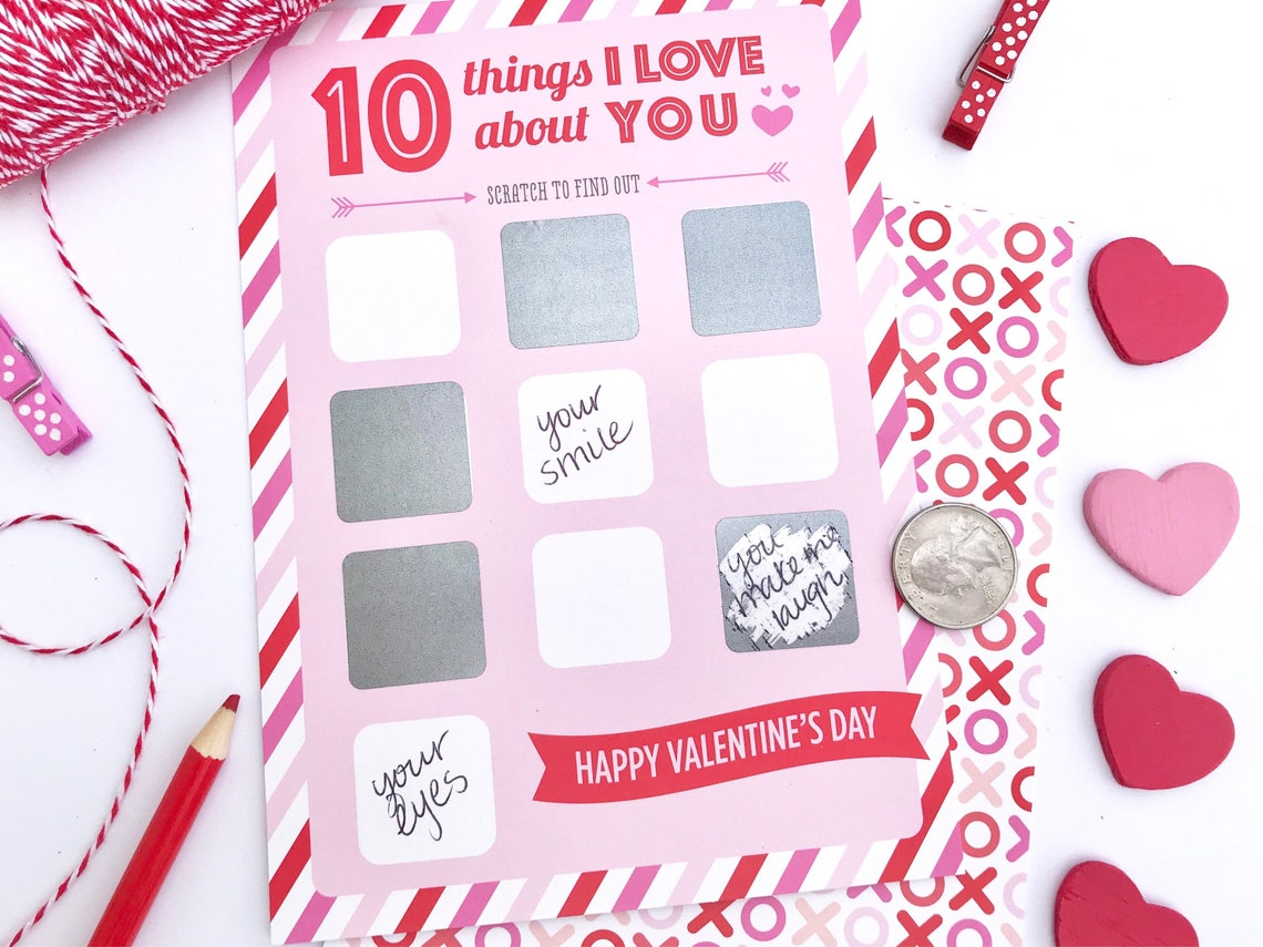 Scratch off Valentine Card, 10 Things I Love About You, Valentine Card ...