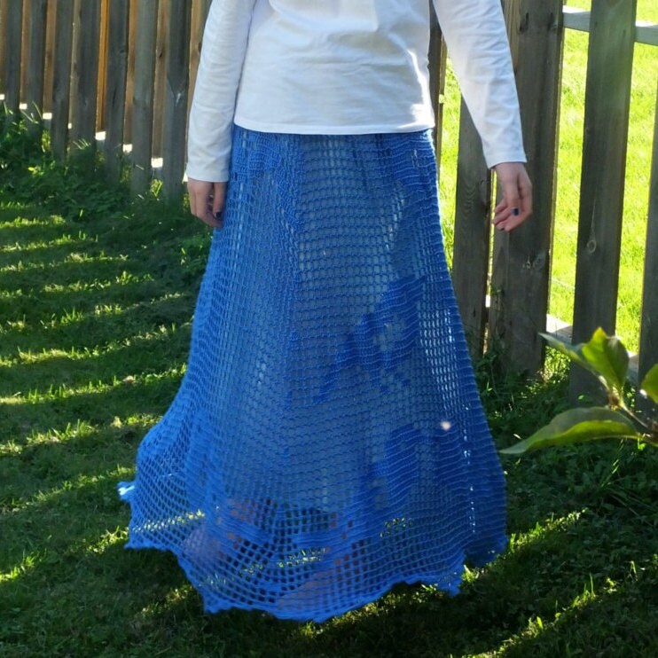 CROCHET PATTERN: Bluebirds; Filet Crochet Maxi Skirt Pattern. Crochet ...