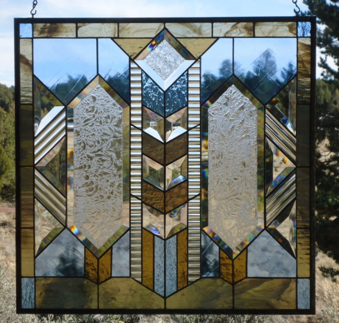 Stained glass window PRAIRIE PERFECTION FLW style | Etsy