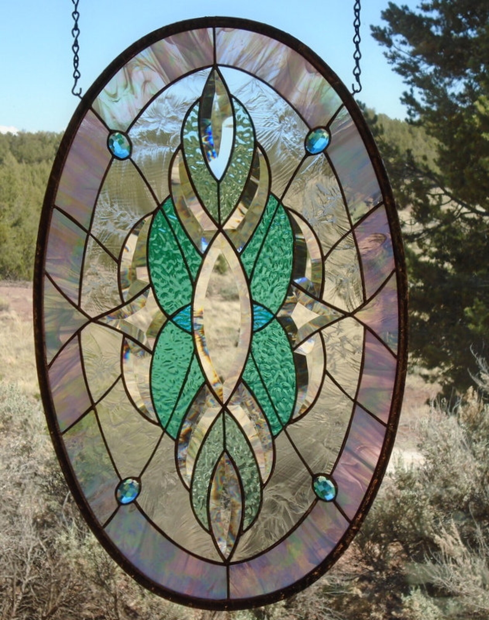 Stained Glass Window Panel tranquil Turquoise - Etsy