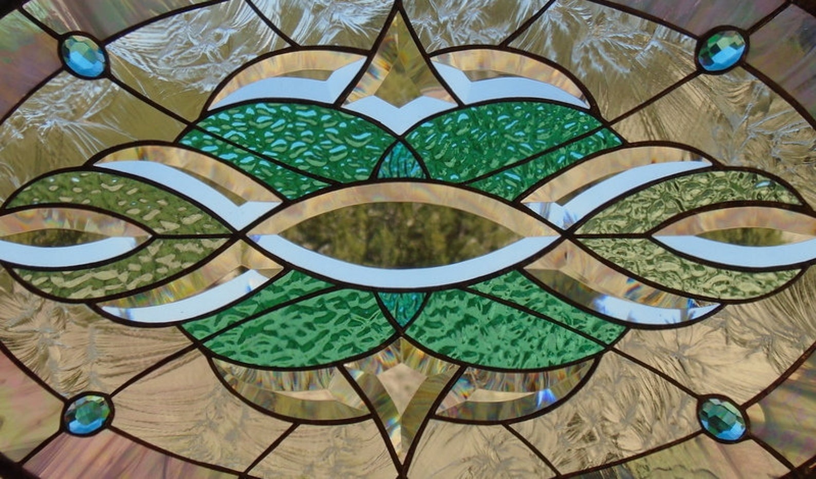 Stained Glass Window Panel tranquil Turquoise - Etsy