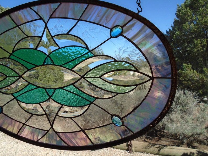 Stained Glass Window Panel tranquil Turquoise - Etsy