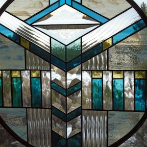 Stained Glass Window Panel PERFECT PRAIRIE 2, FLW Style Stained Glass ...