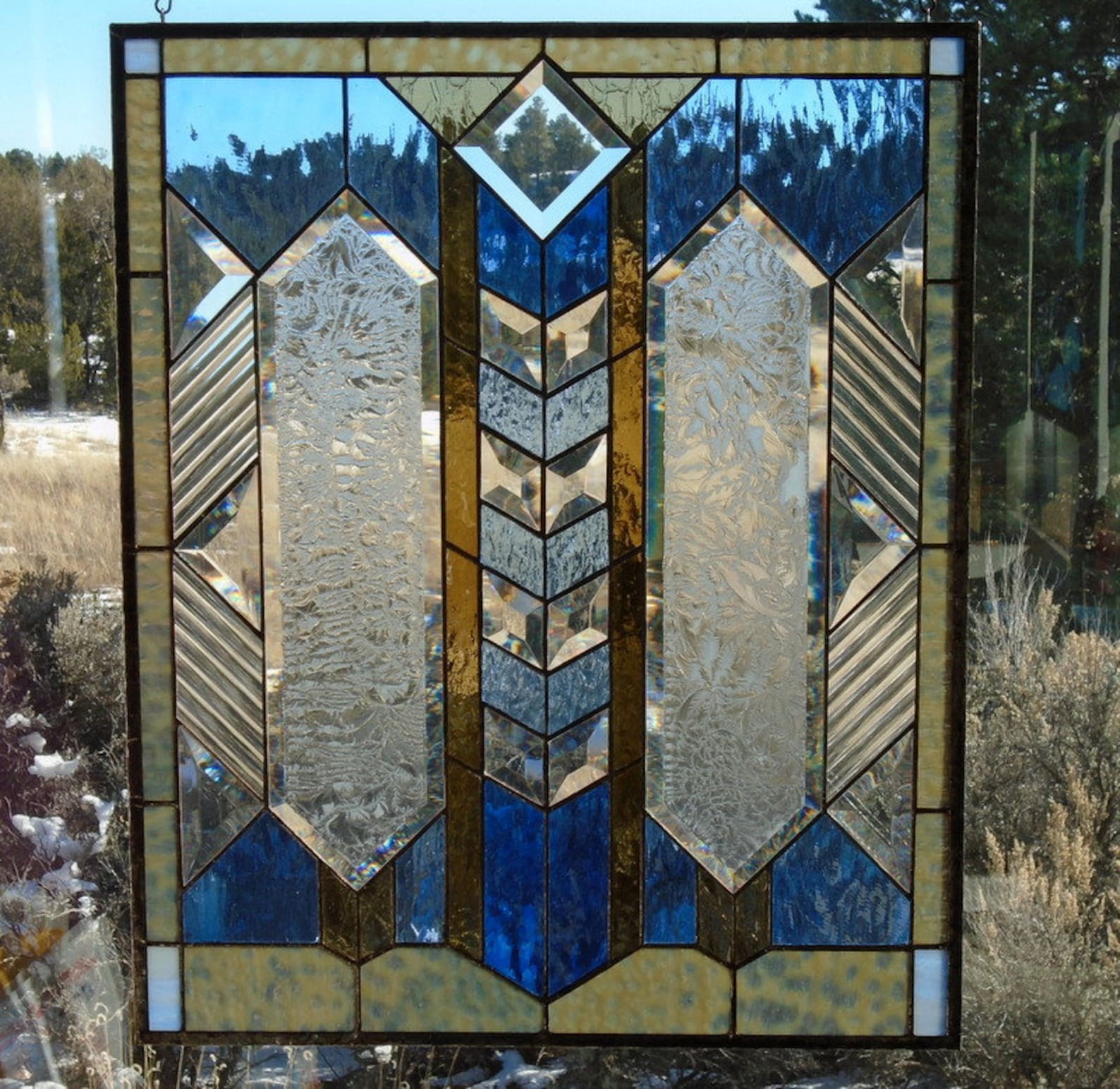 Stained Glass Window prairie Perfection FLW Style - Etsy