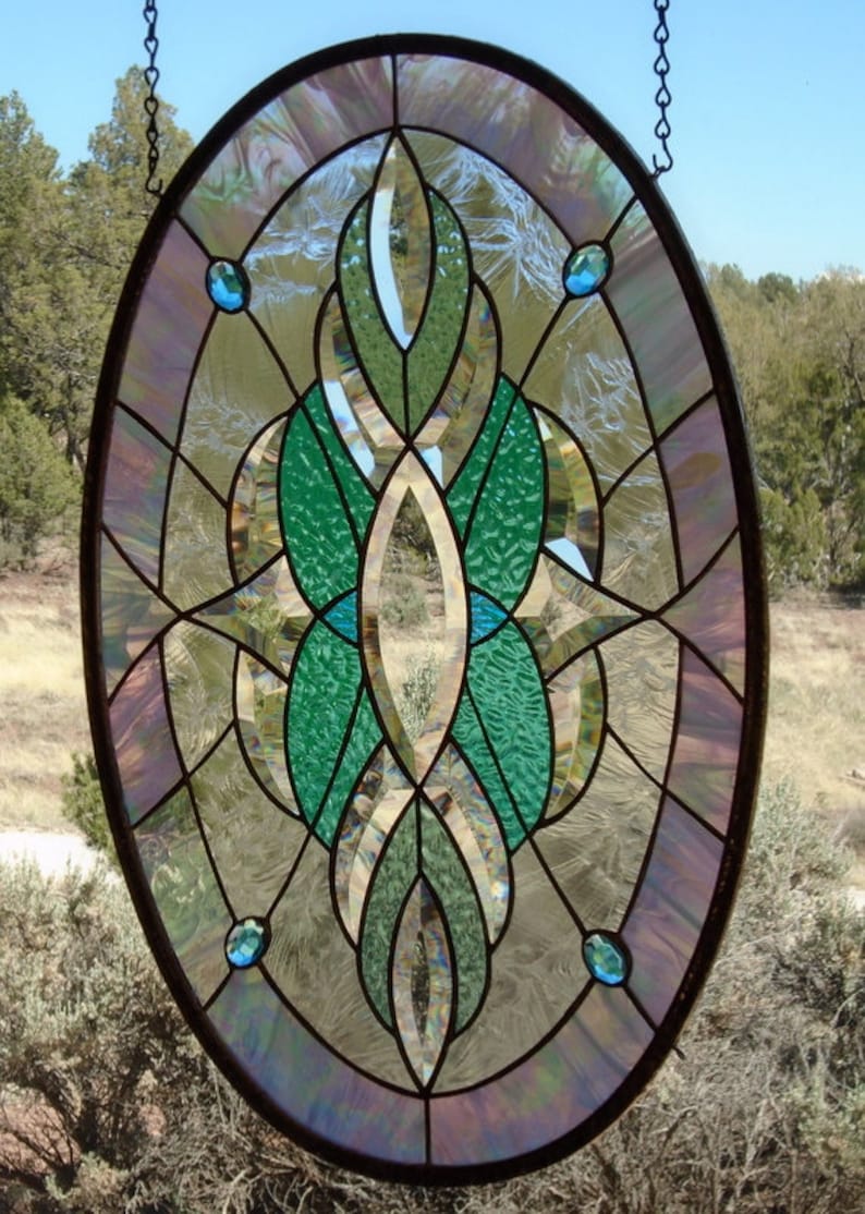 Stained Glass Window Panel tranquil Turquoise - Etsy