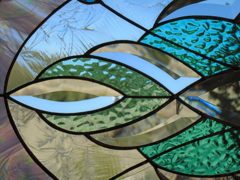 Stained Glass Window Panel tranquil Turquoise - Etsy