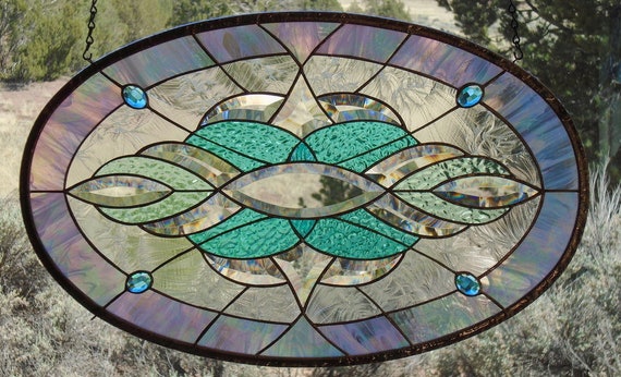 Stained Glass Window Panel tranquil Turquoise - Etsy