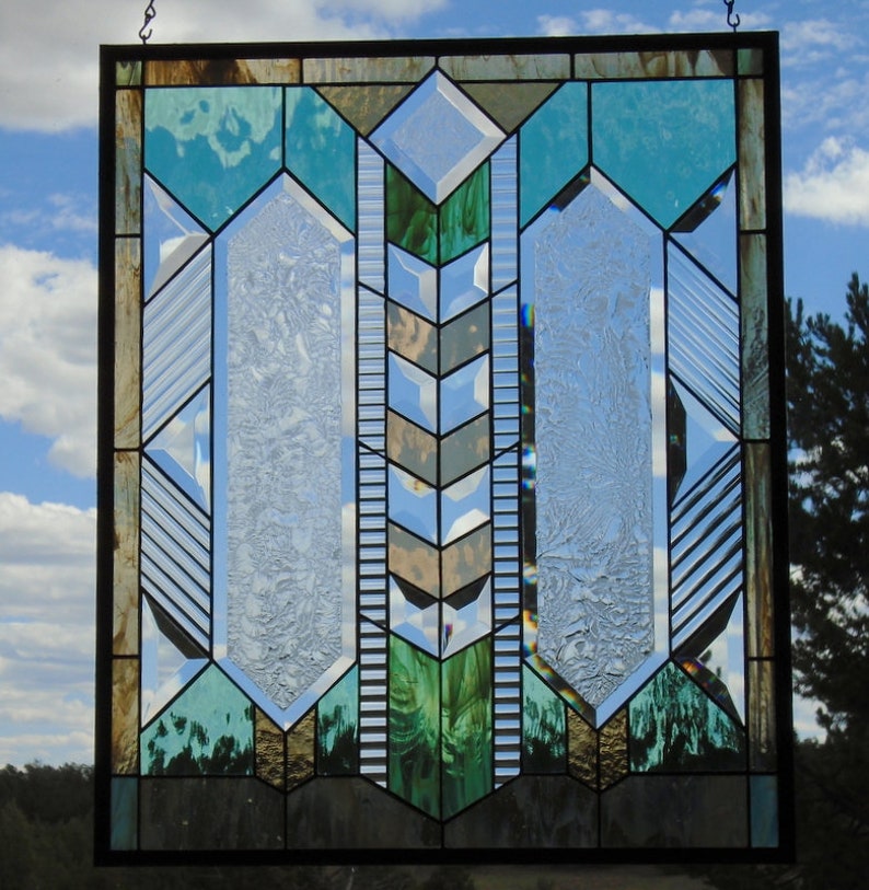 Stained Glass Window prairie Perfection FLW Style - Etsy
