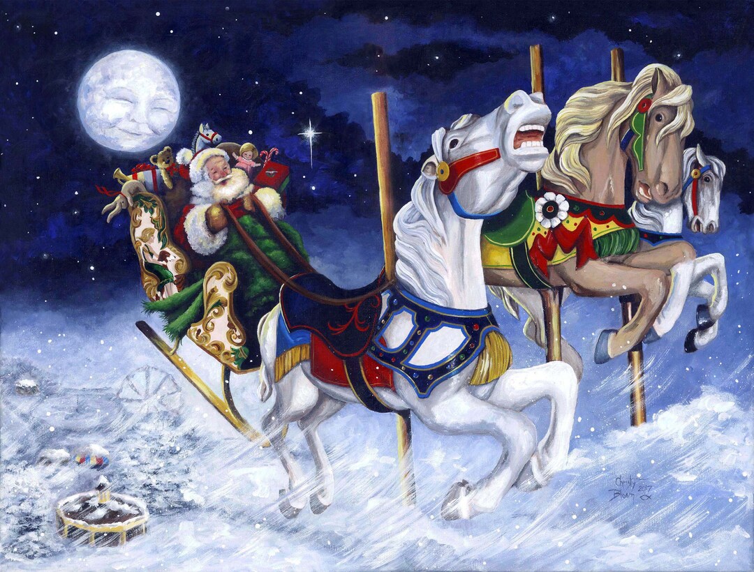 Tuscora Park Carousel 16 X 20 Matted Print Signed - "when Reindeer Can ...