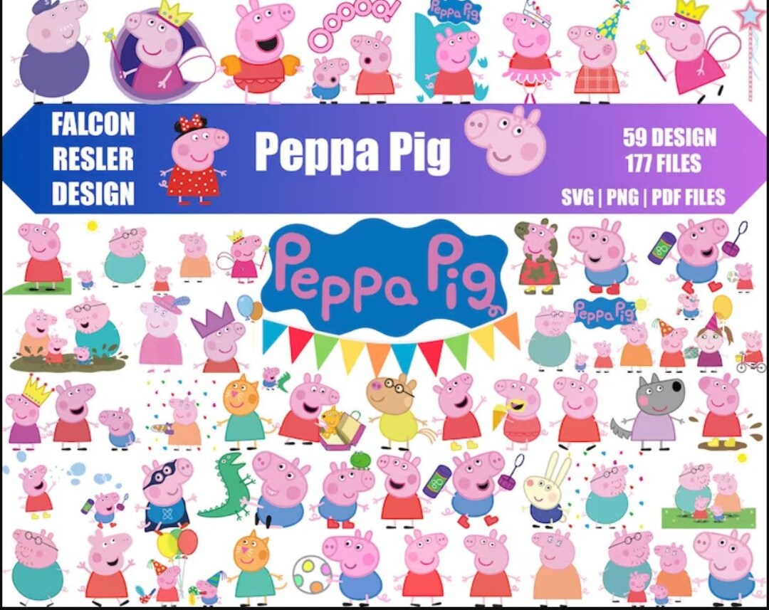 Peppa Pig Characters Cartoon Moovie svg-png-pdf Tshirt Shirt Hoodie ...
