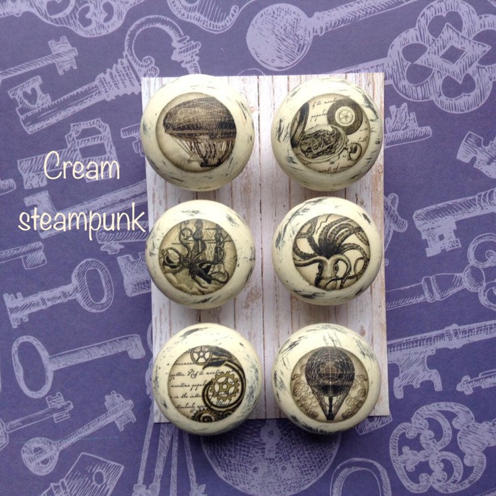 Steampunk Handles Decoupaged Drawer Knobs Steampunk Decor - Etsy