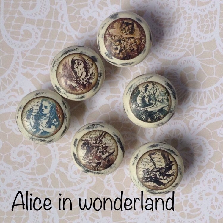 Alice in Wonderland Handles Decoupaged Drawer Handles | Etsy UK