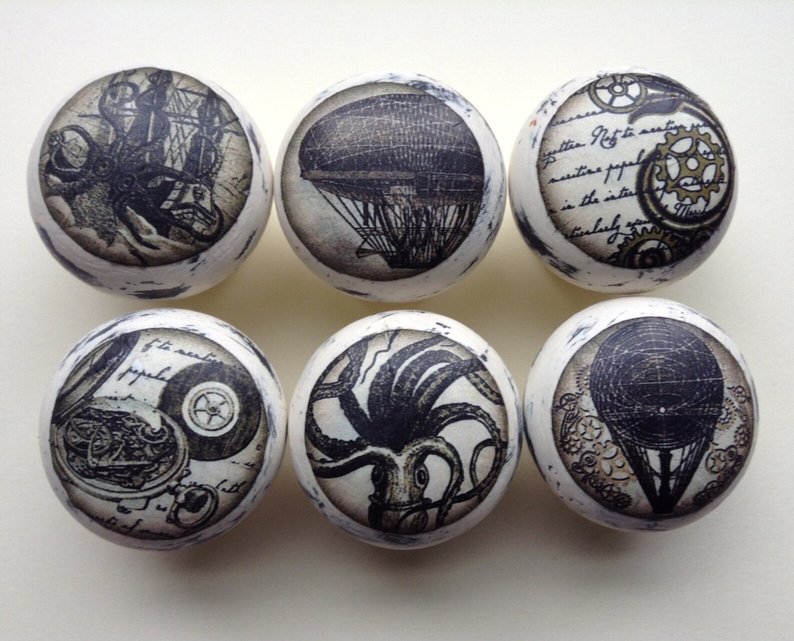Steampunk Handles Decoupaged Drawer Knobs Steampunk Decor - Etsy