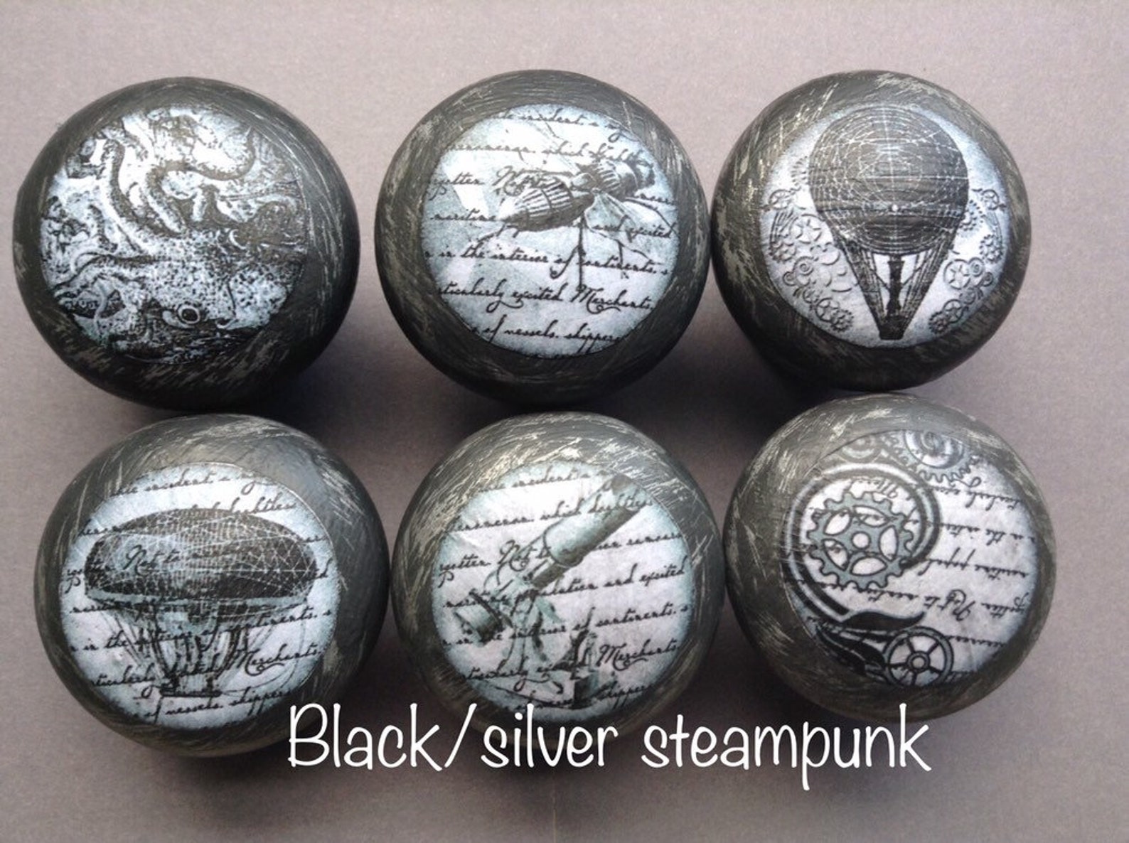 Steampunk Handles Decoupaged Drawer Knobs Steampunk Decor - Etsy