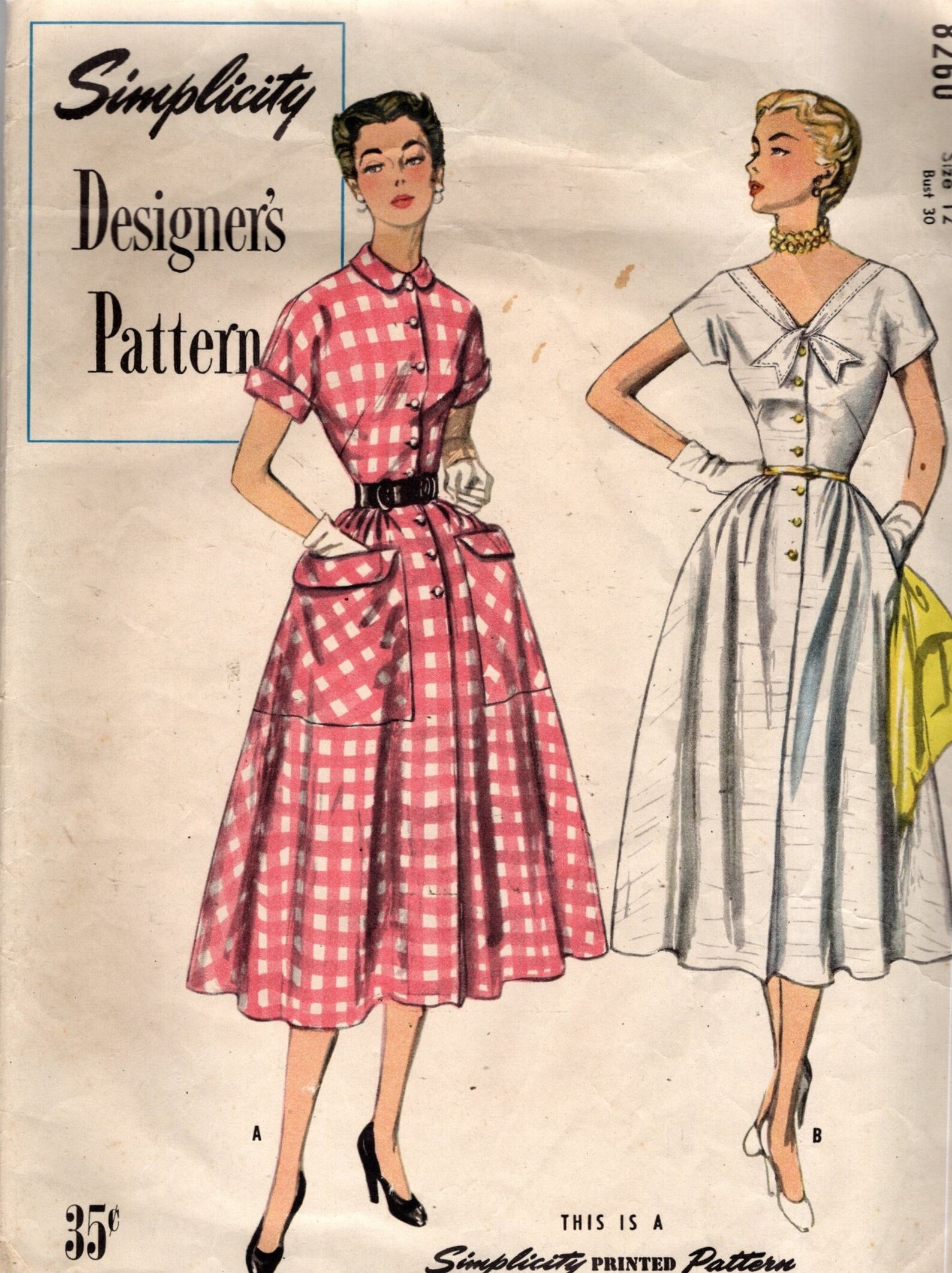 Vintage 50's One Piece Dress Sewing Pattern Simplicity Designers No ...